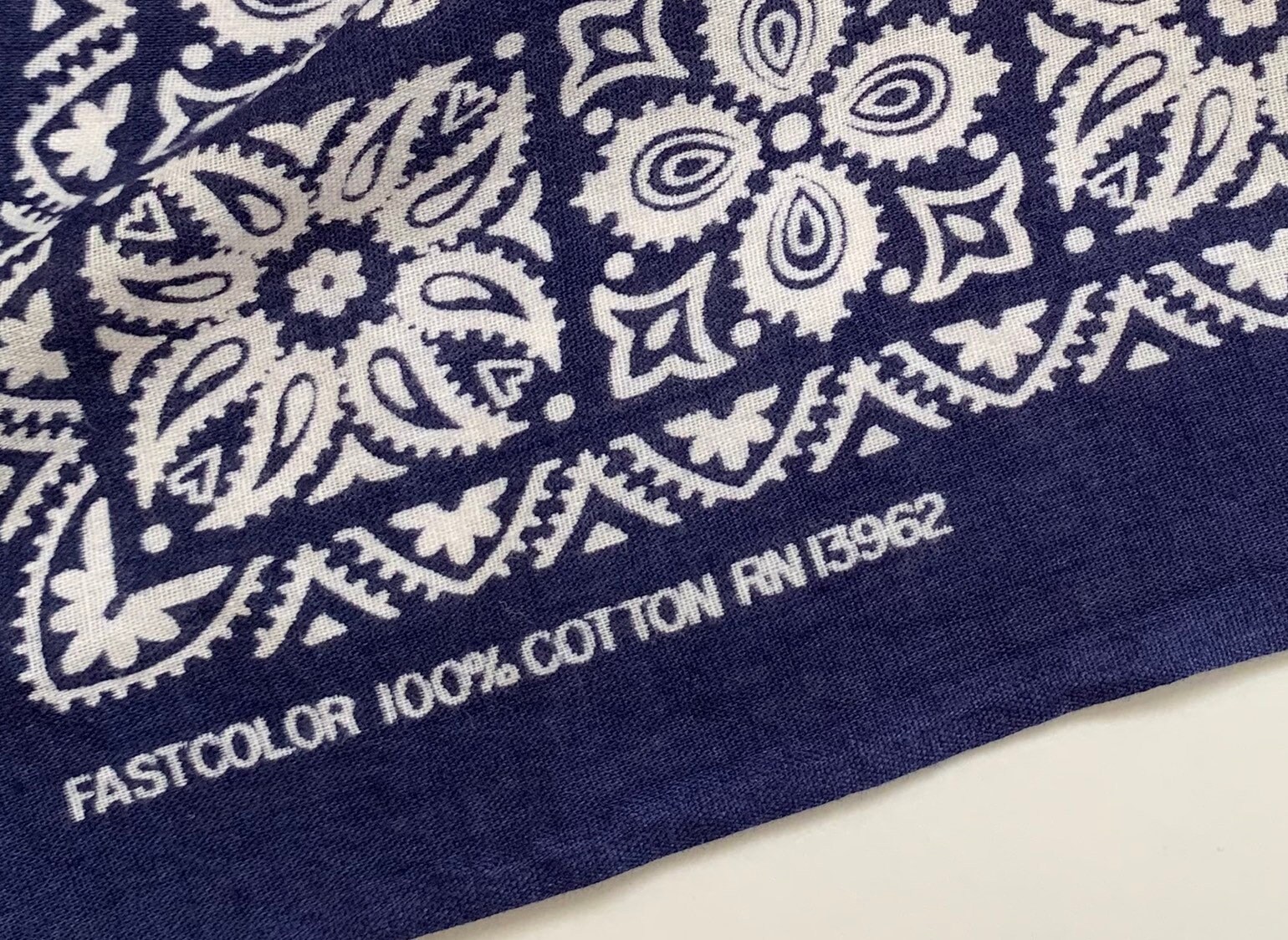 Indigo Blue Bandana Vintage Fast Color Geometric Paisley Print White ...