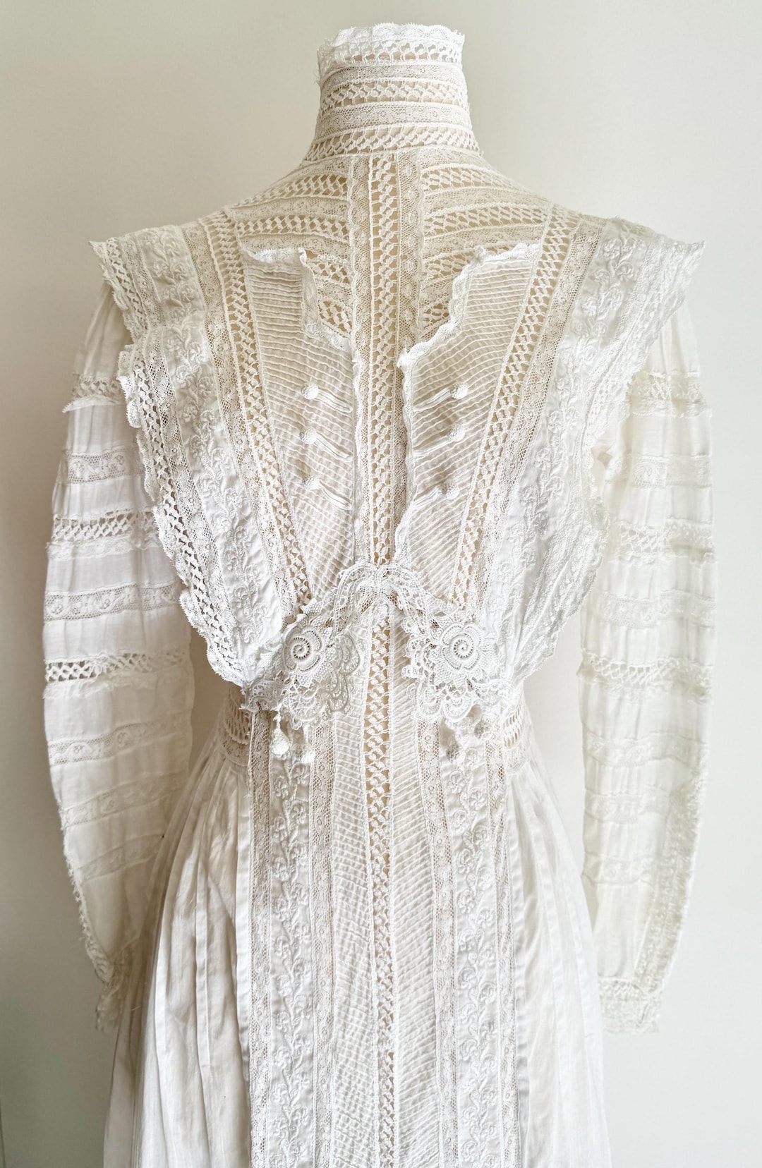Antique Victorian Edwardian Dress 1800's Early 1900's White Cotton ...