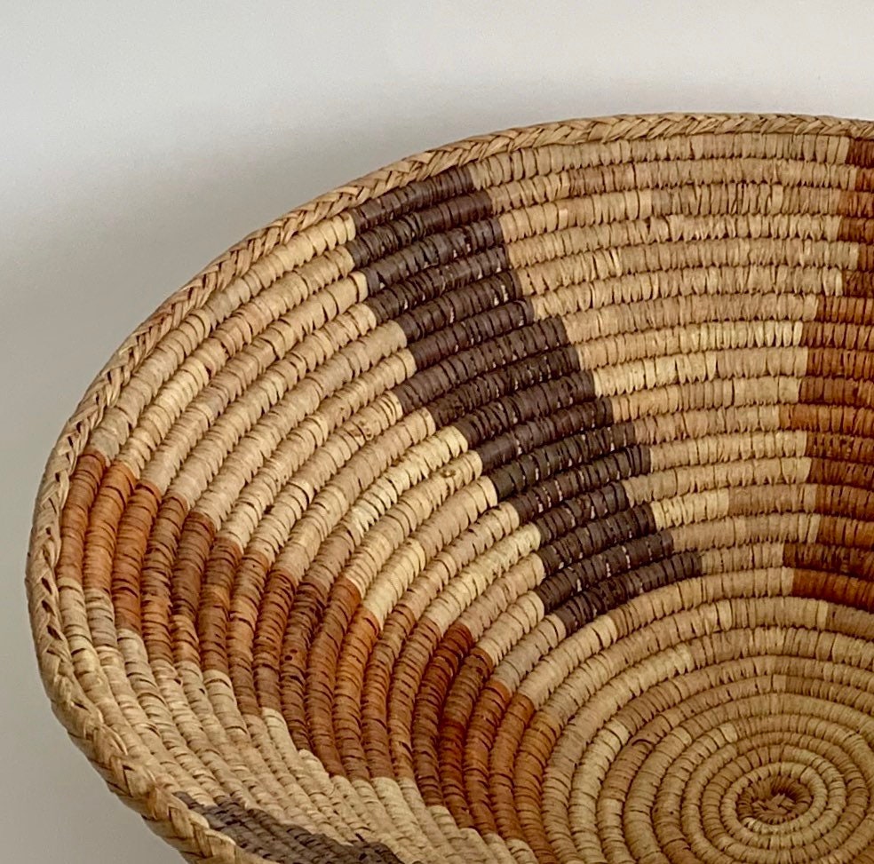 Large Venezuelan Basket Bowl Handmade Catchall Circle Round Vintage 70s ...