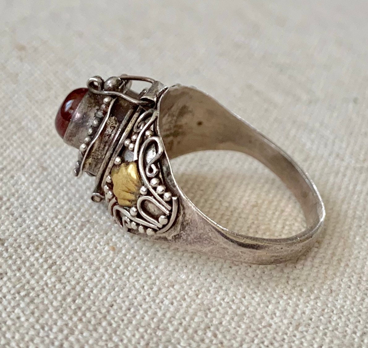 Sterling Silver Poison Ring Vintage Antique Fine Ornate Filagree Secret ...