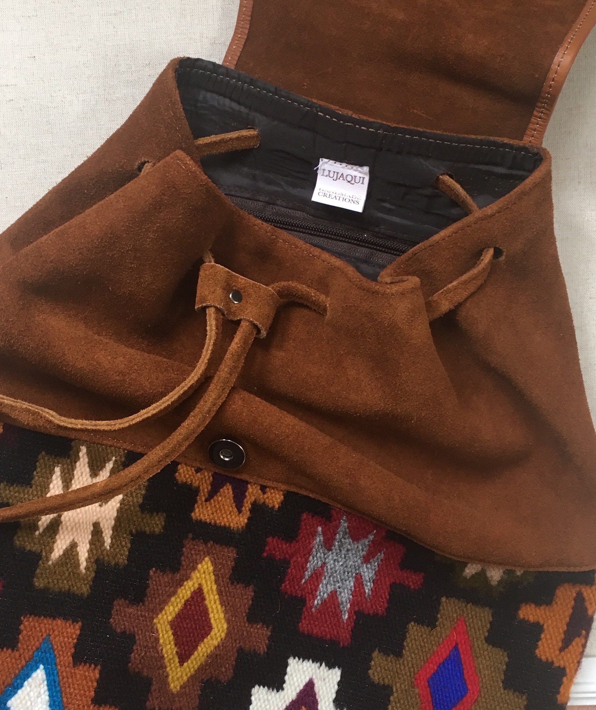 Handmade Woven Suede Backpack Purse Vintage Southwest Native American ...