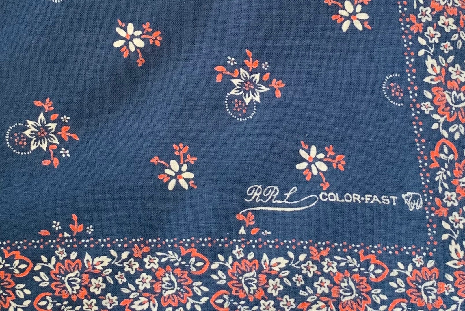 Double RL Bandana Indigo Blue Red White Floral Logo Print Vintage ...