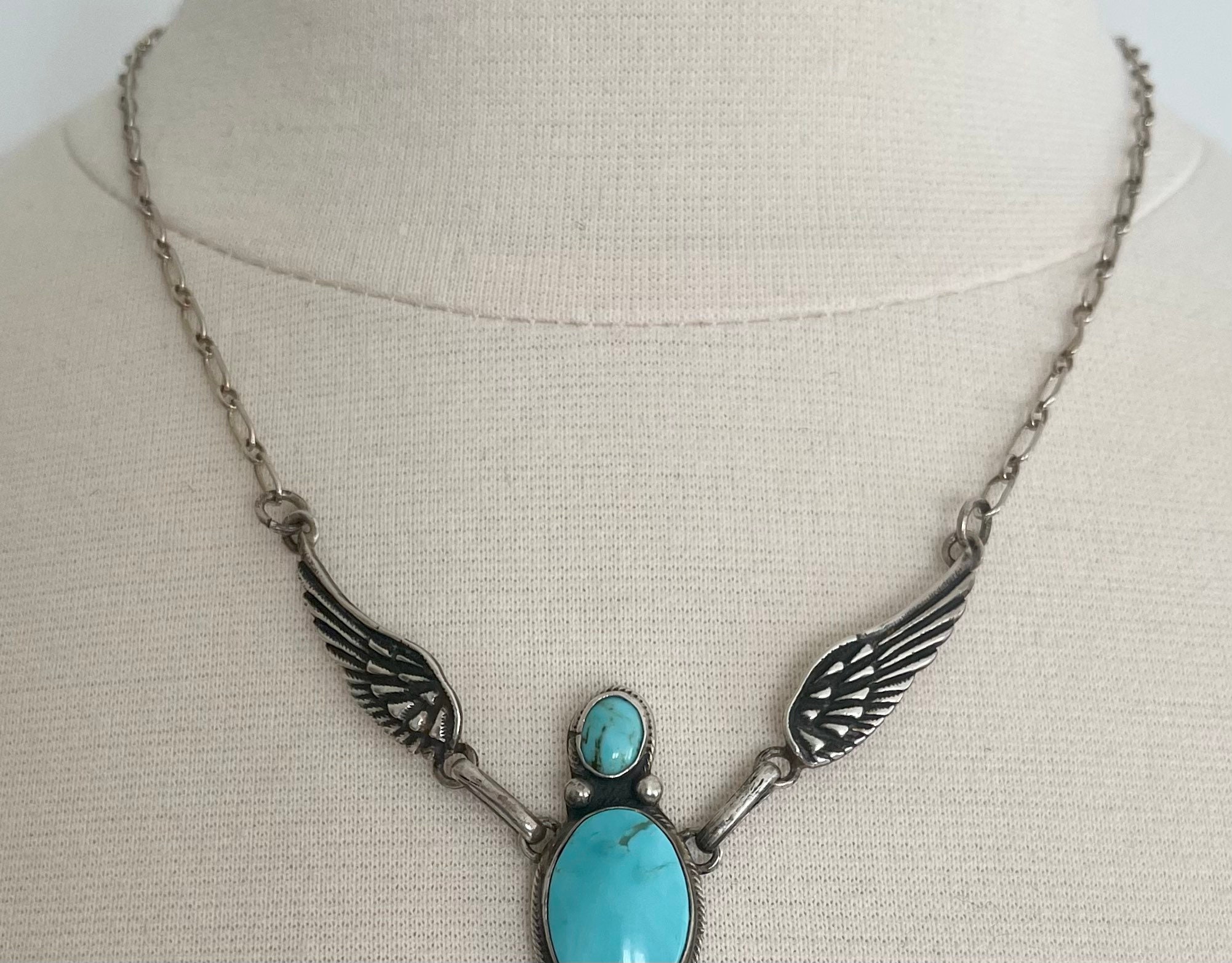 Russell Sam Turquoise Necklace Signed Native American Navajo Designer ...