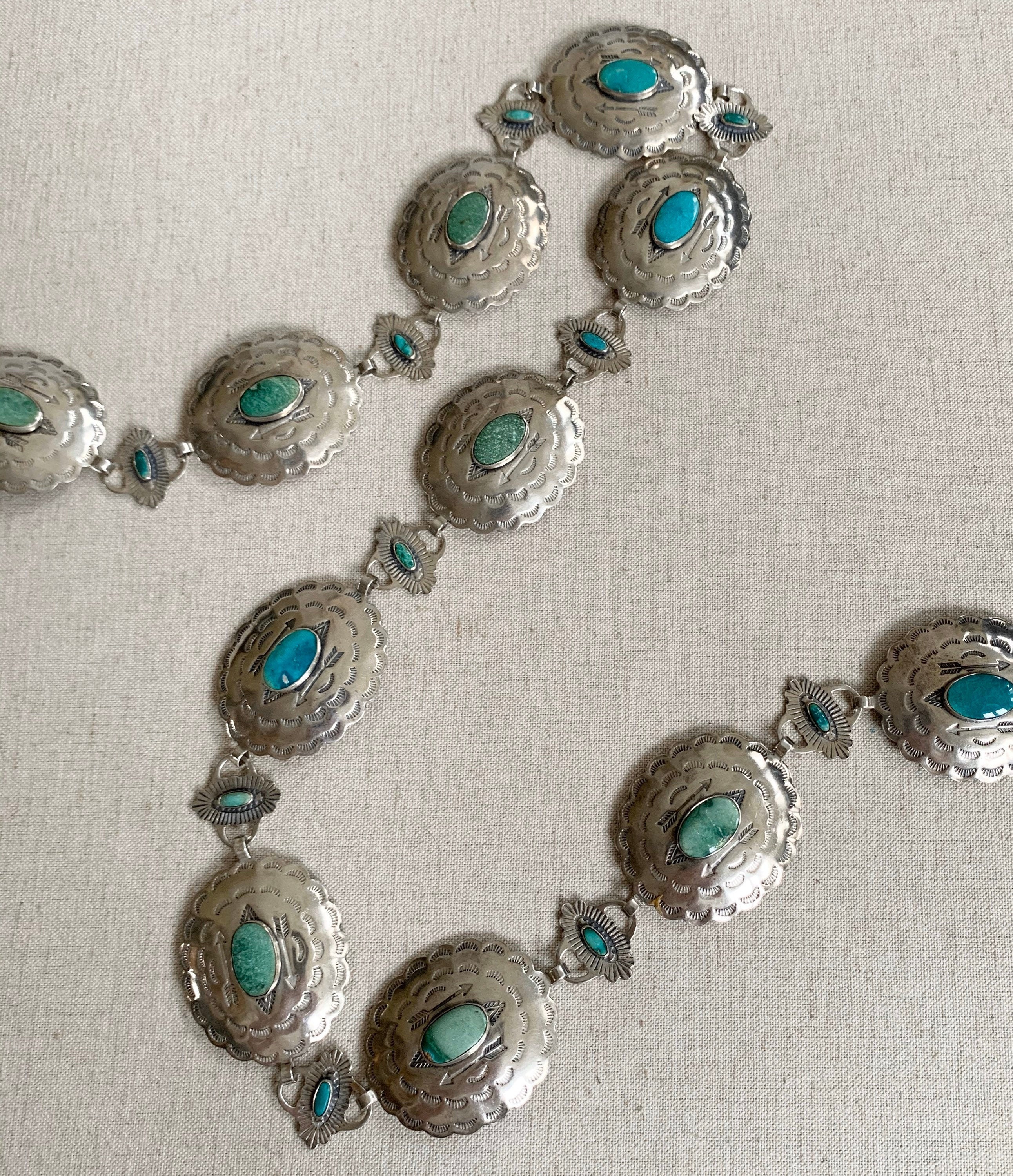 RESERVED Sterling Silver Turquoise Concho Belt Vintage Native American ...