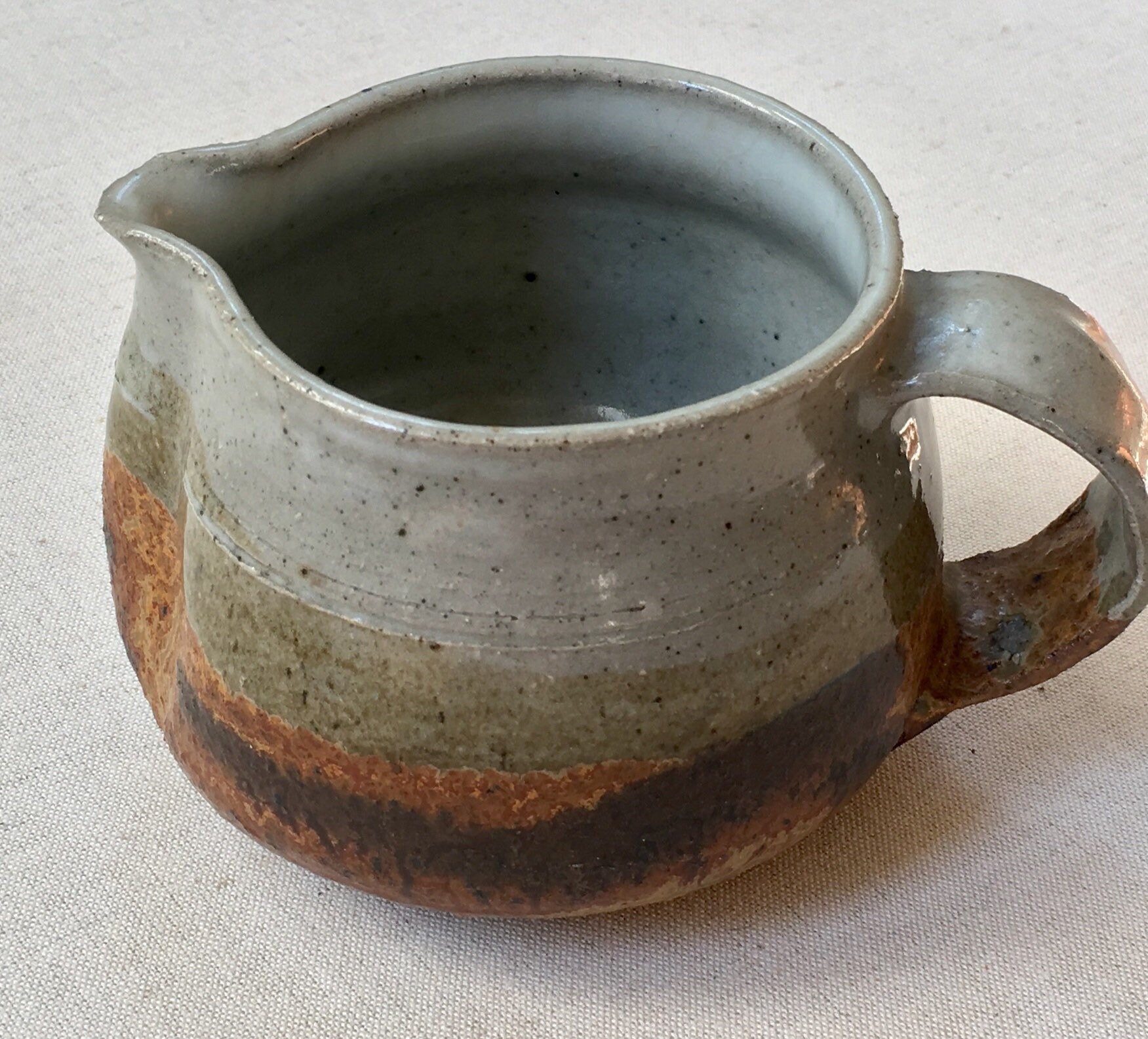 Studio Pottery Pitcher Vase Creamer Vintage Speckled Beige Glazed ...