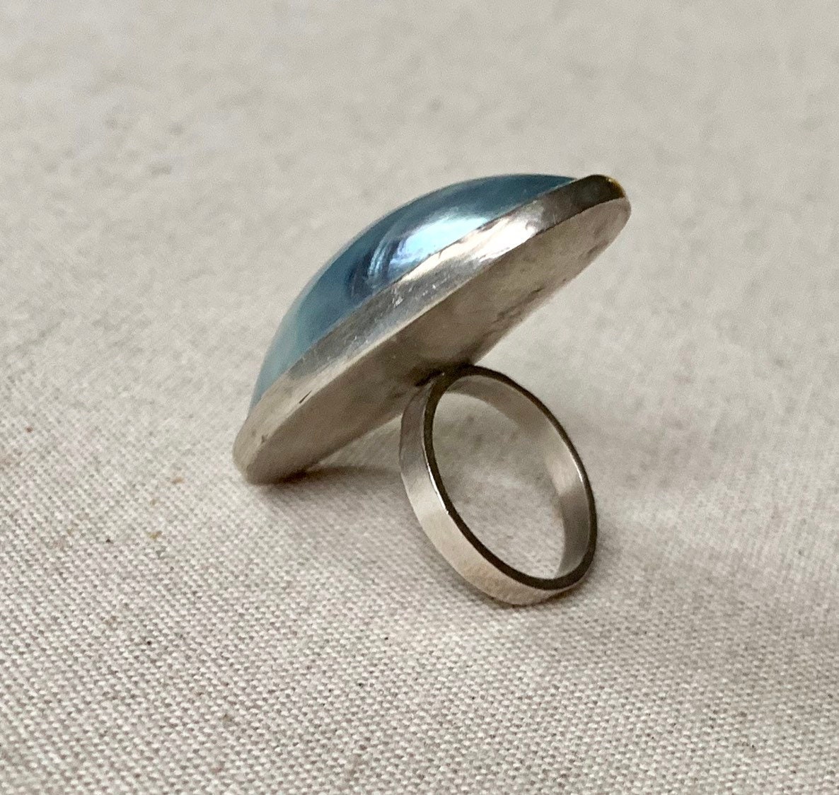 Oversized Shell Ring Sterling Silver Statement Ring Vintage Modernist ...