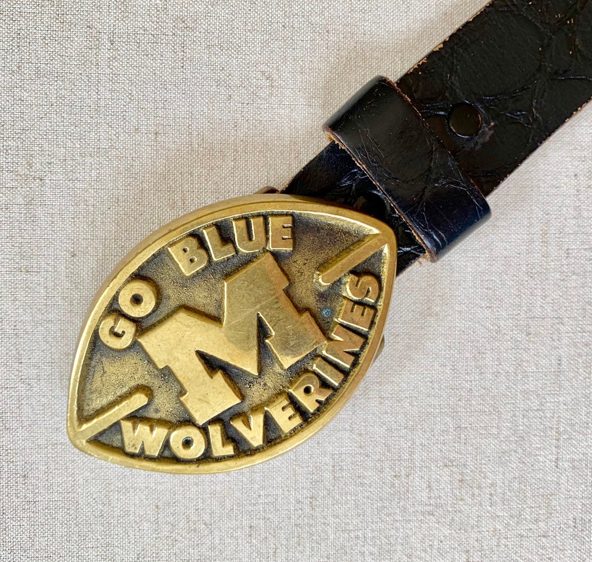 Heavy Michigan Wolverines Buckle Thick Brass Vintage Belt Buckles Go ...