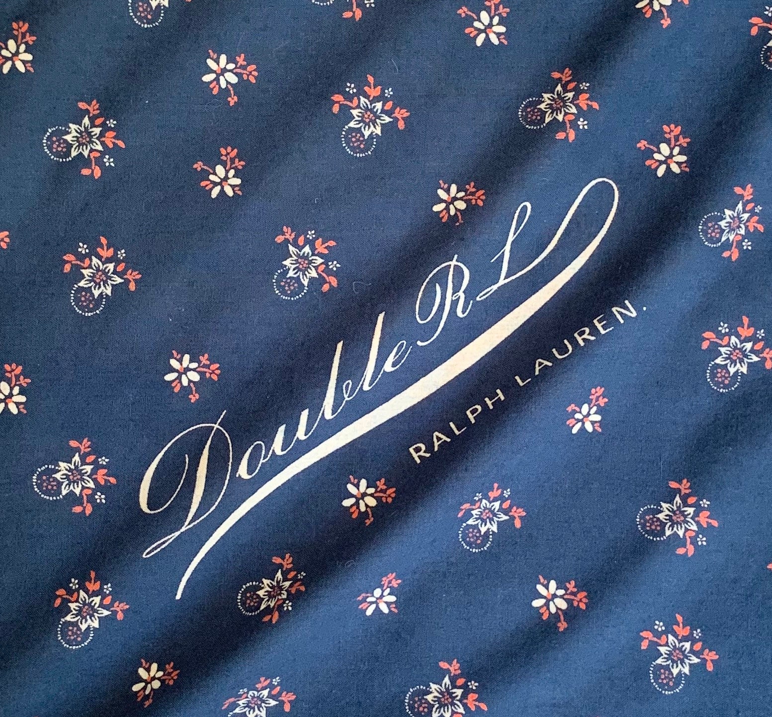 Double RL Bandana Indigo Blue Red White Floral Logo Print Vintage ...