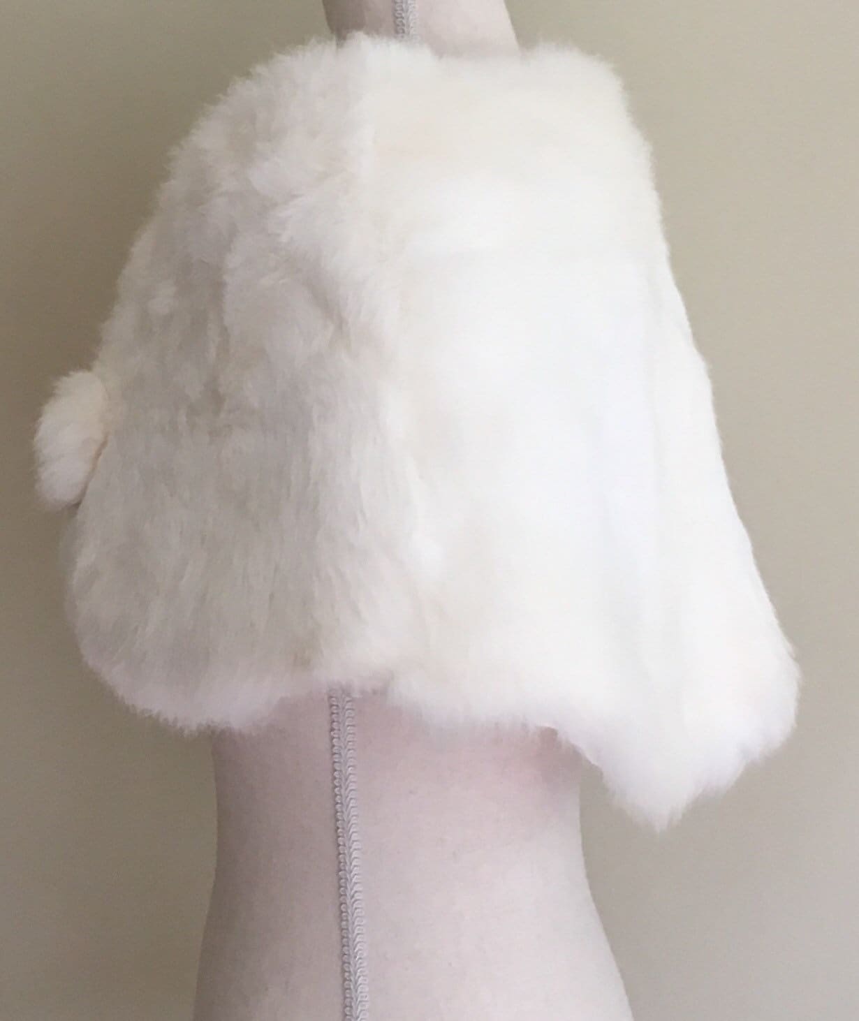 White Rabbit Fur Wrap Shrug Stole Wrap Vintage 50s Style Women's Ladies ...