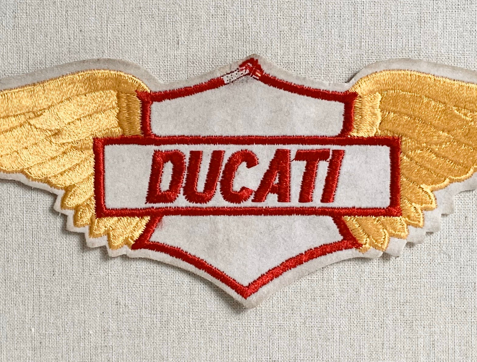 Rare Ducati Winged Patch Vintage Motorcycle Memorabilia Sew On Patches Long 12.5 Length Biker ...