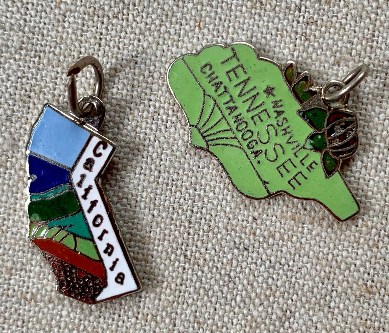 California Tennessee State Charm Pendants Vintage Charm Bracelet ...