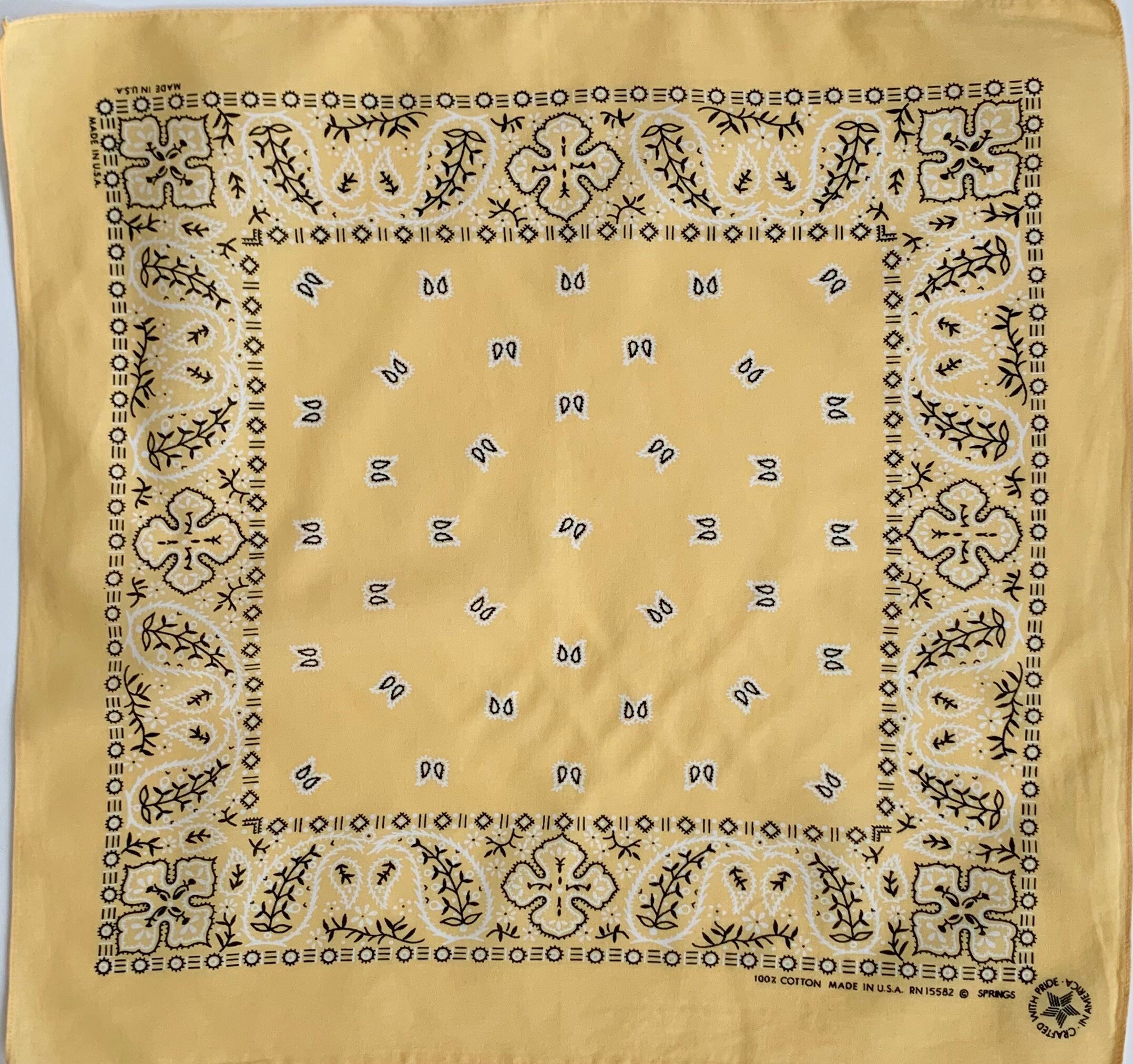 Faded Yellow Bandana Vintage 80s Made in USA Sun Drenched Lemon Yellow ...