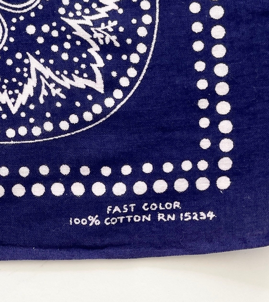 40s 50s Indigo Bandana Vintage Fast Color All Cotton Unique Navy Blue ...