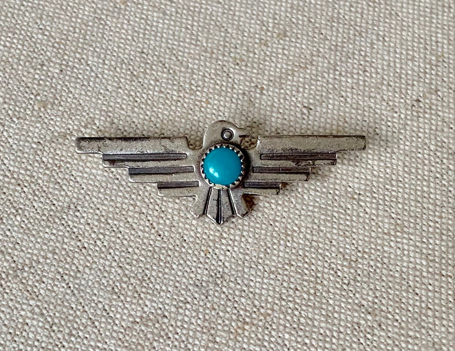 Turquoise Thunderbird Pin Fred Harvey Era Vintage Sterling Silver ...