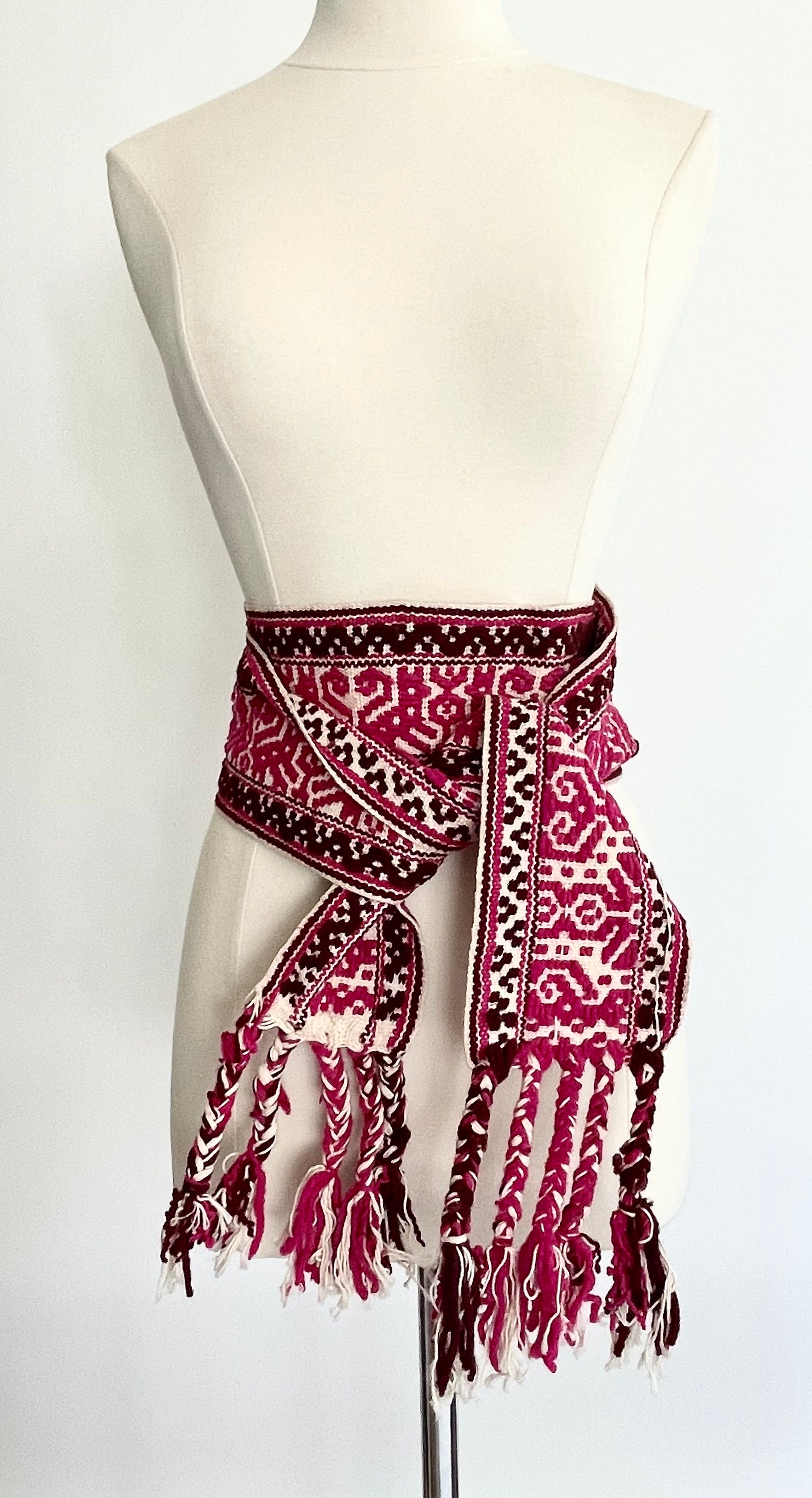 Handwoven Wool Sash Belt 4 Wide Tie Waist Belt Vintage Ethnic Boho ...