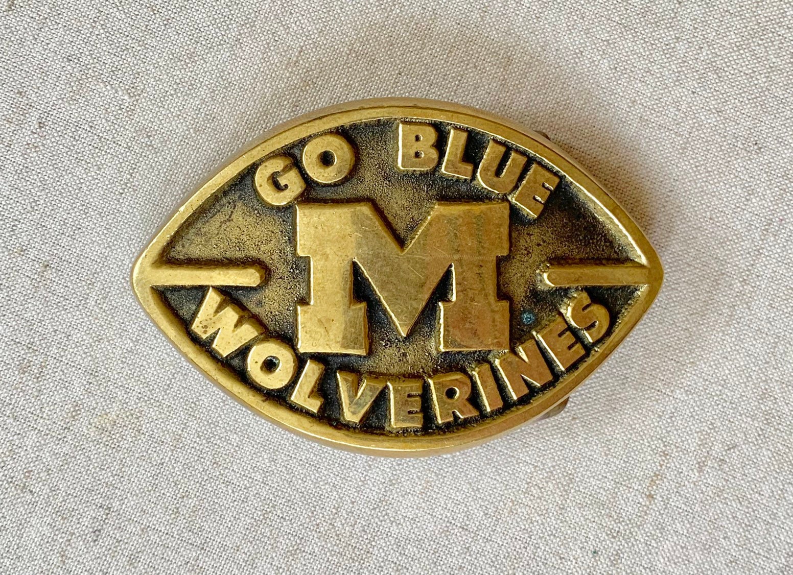 Heavy Michigan Wolverines Buckle Thick Brass Vintage Belt Buckles Go ...