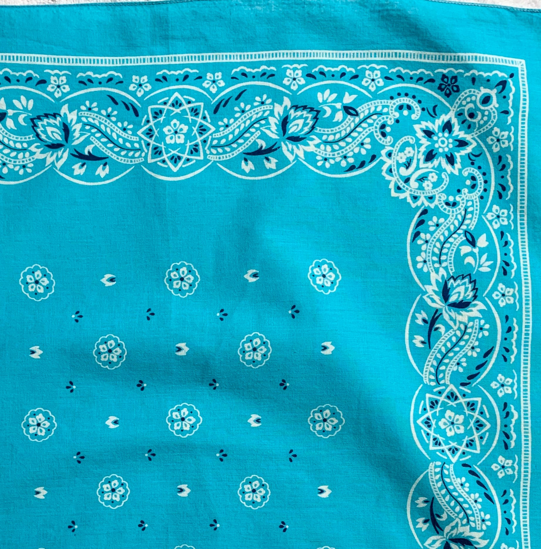 Faded Turquoise Bandana Vintage 60s 70s Fast Color Made in USA All ...