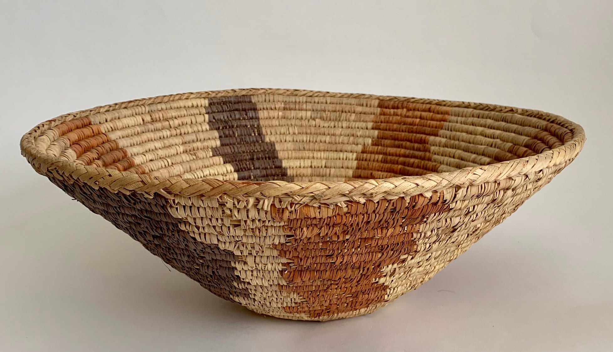 Large Venezuelan Basket Bowl Handmade Catchall Circle Round Vintage 70s ...