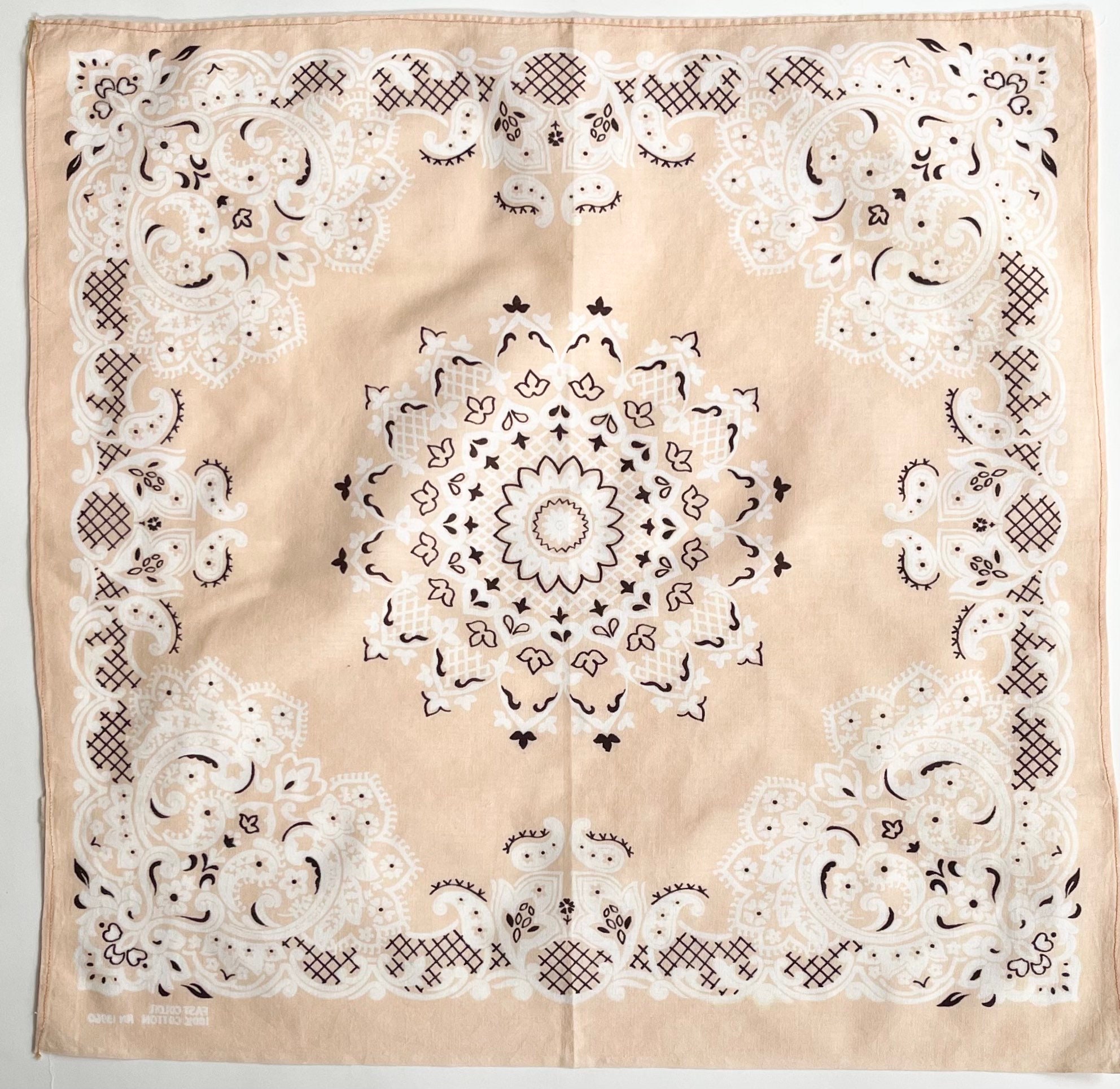Rare Peach Color Bandana Vintage 60s Fast Color Soff Worn Faded All ...