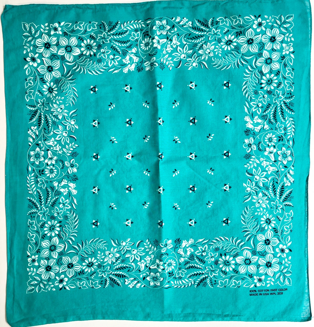 Vintage Turquoise Blue Bandana Vintage 70s Fast Color Made in USA All ...