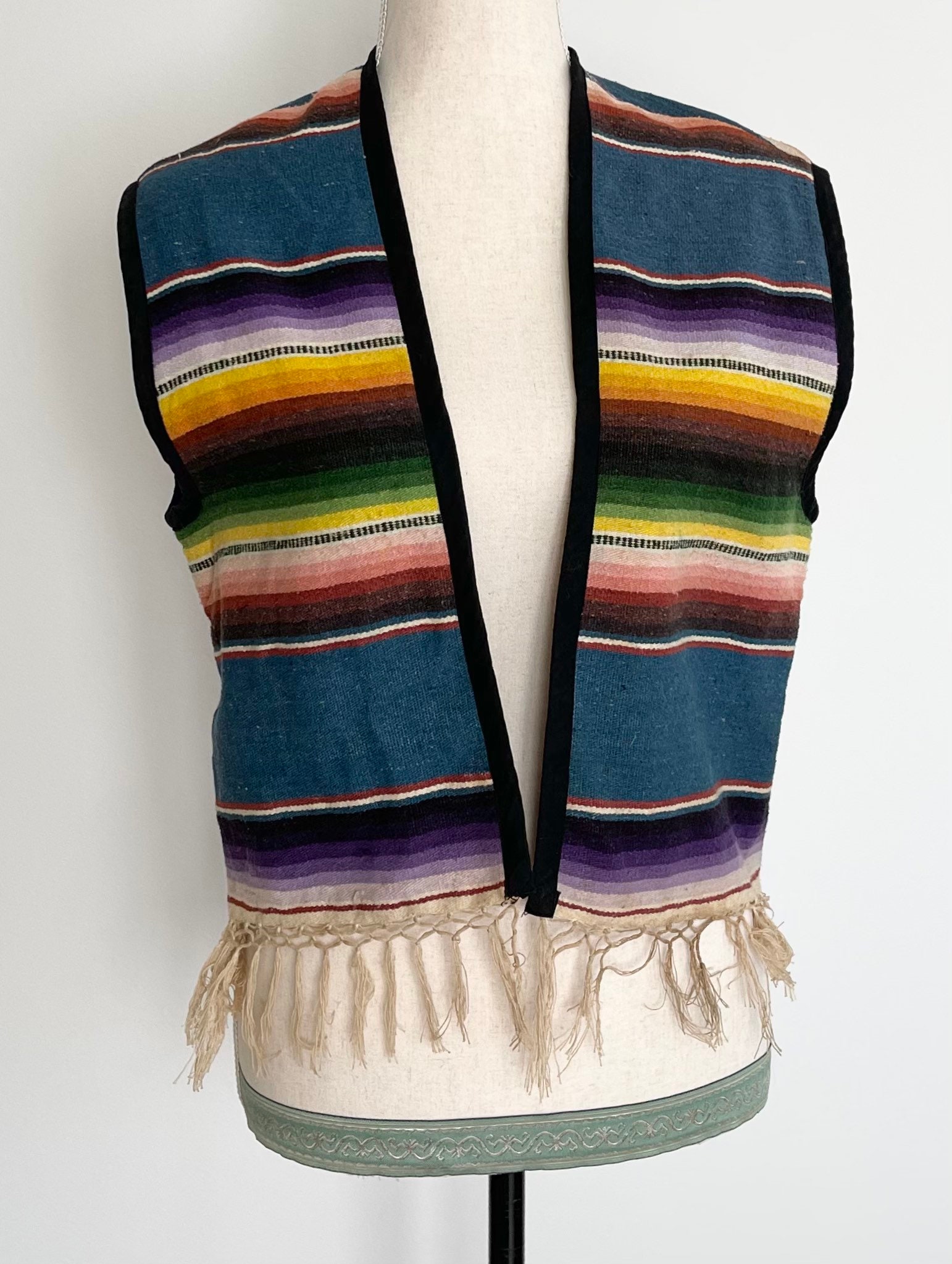 Blue Serape Southwest Vest Vintage Repurposed 60s Serape Crafted into a ...