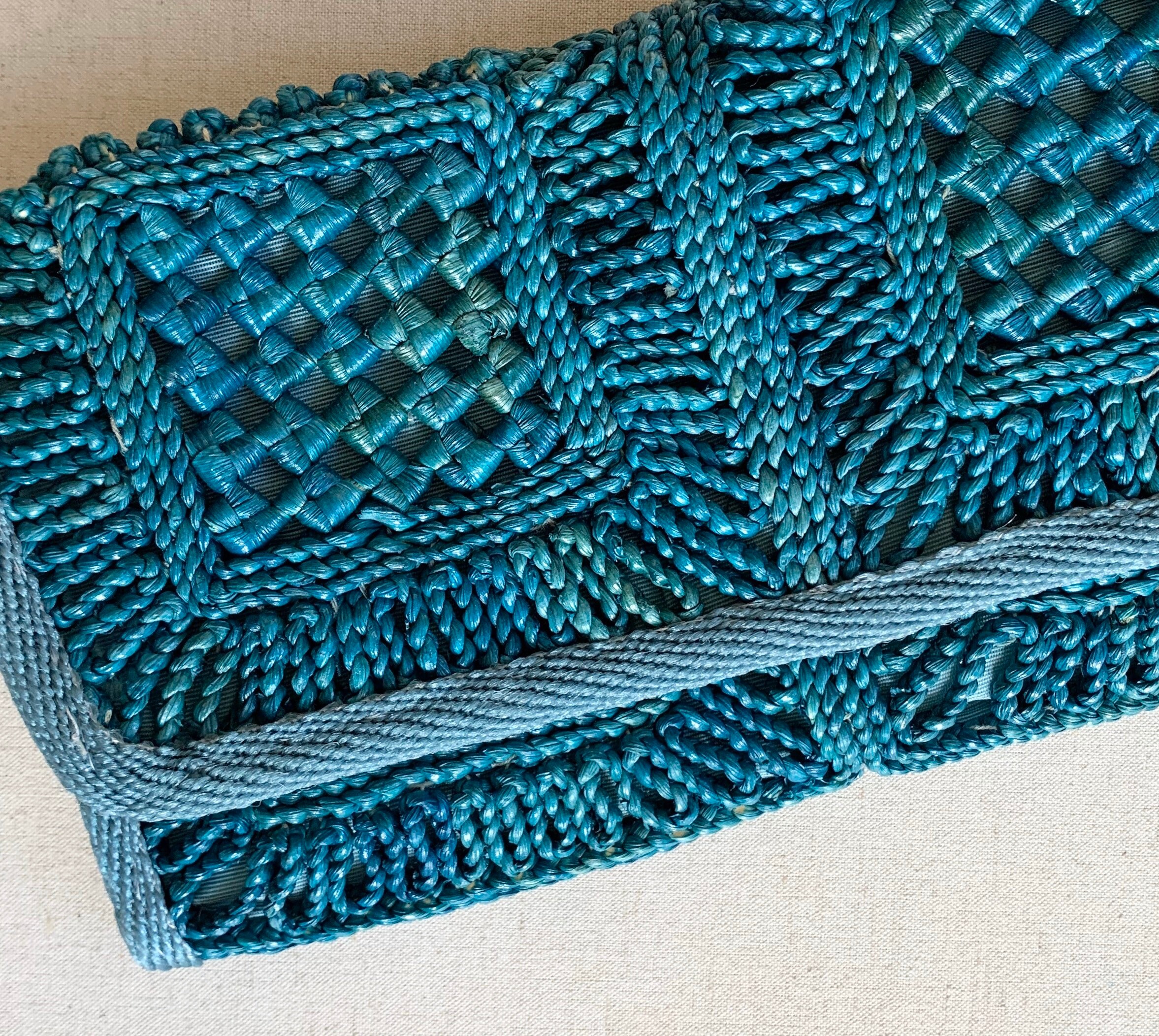 Teal Raffia Clutch Purse Bag Made in Italy Vintage Joske's Department ...