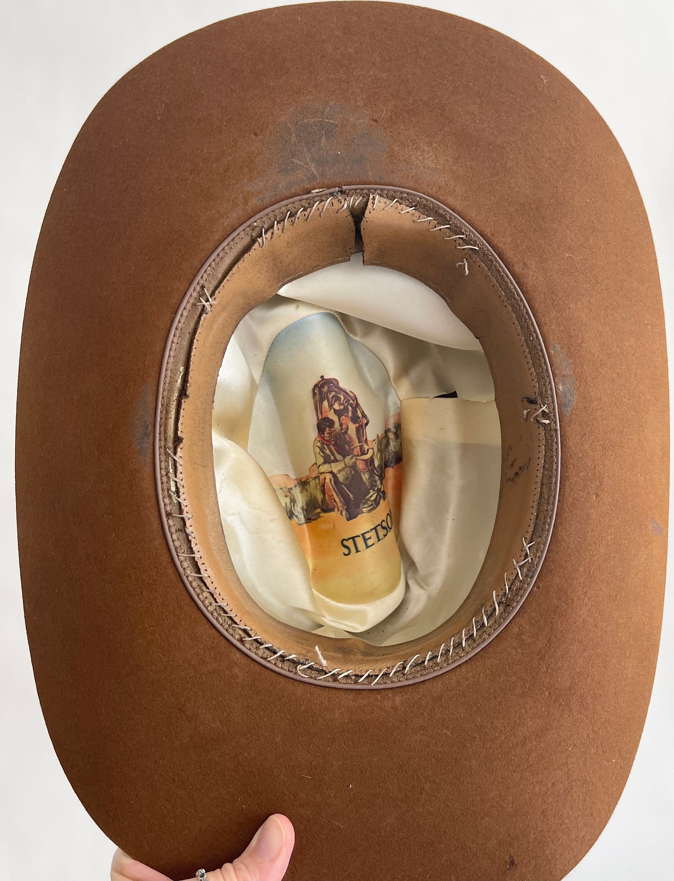 Beat Up Stetson Hat Cowboy Hat Fedora Brown Beaver STETSON JBS Hat Pin ...