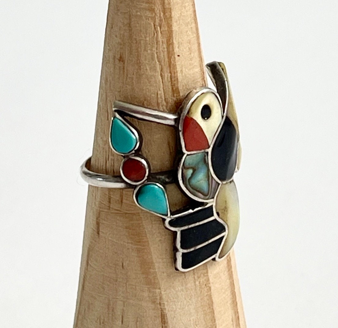 Zuni Hummingbird Inlay Ring Vintage Native American Handcrafted ...