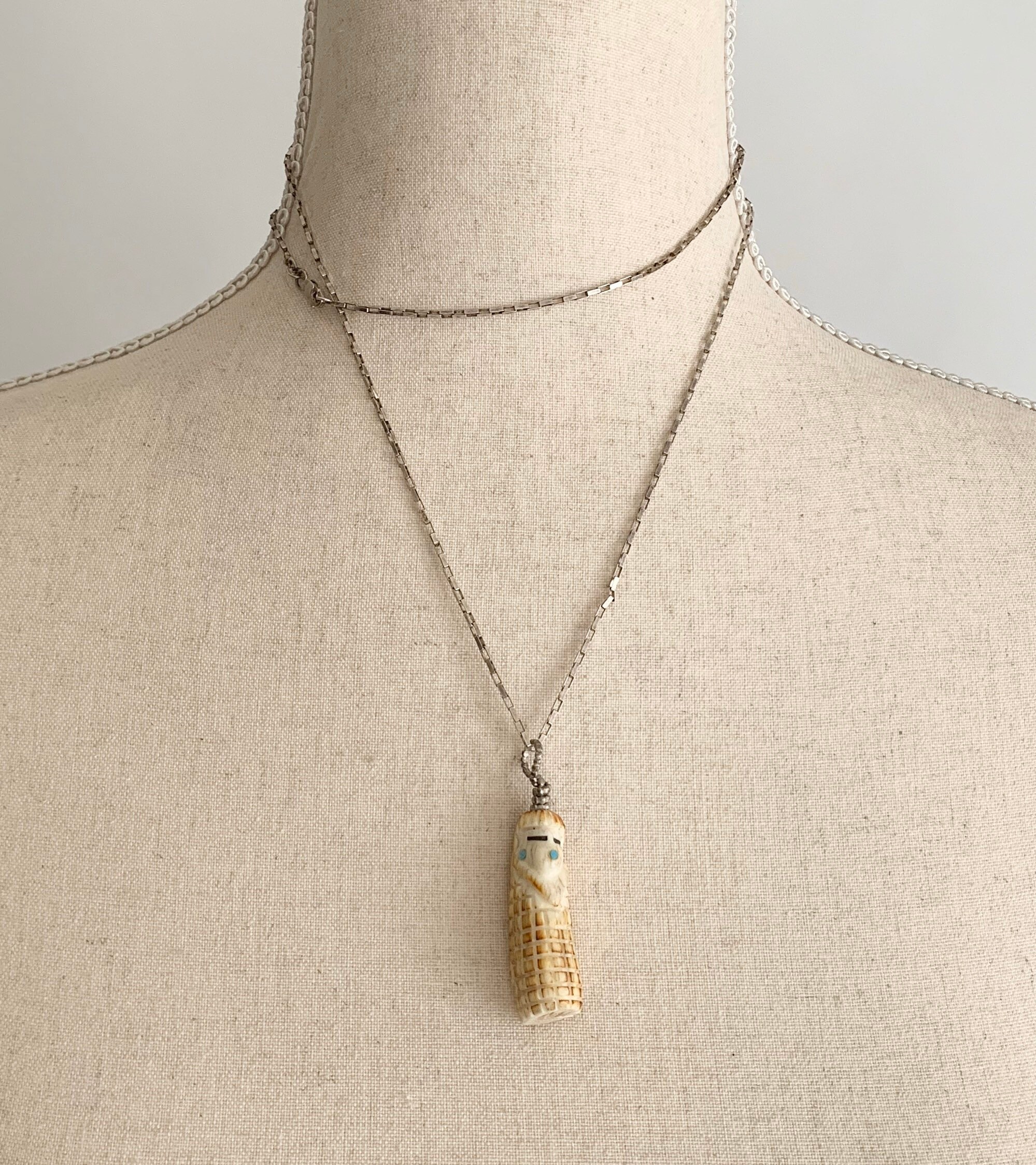 Maize Goddess Pendant Corn Maiden Hand Carved Figurine Vintage Native ...