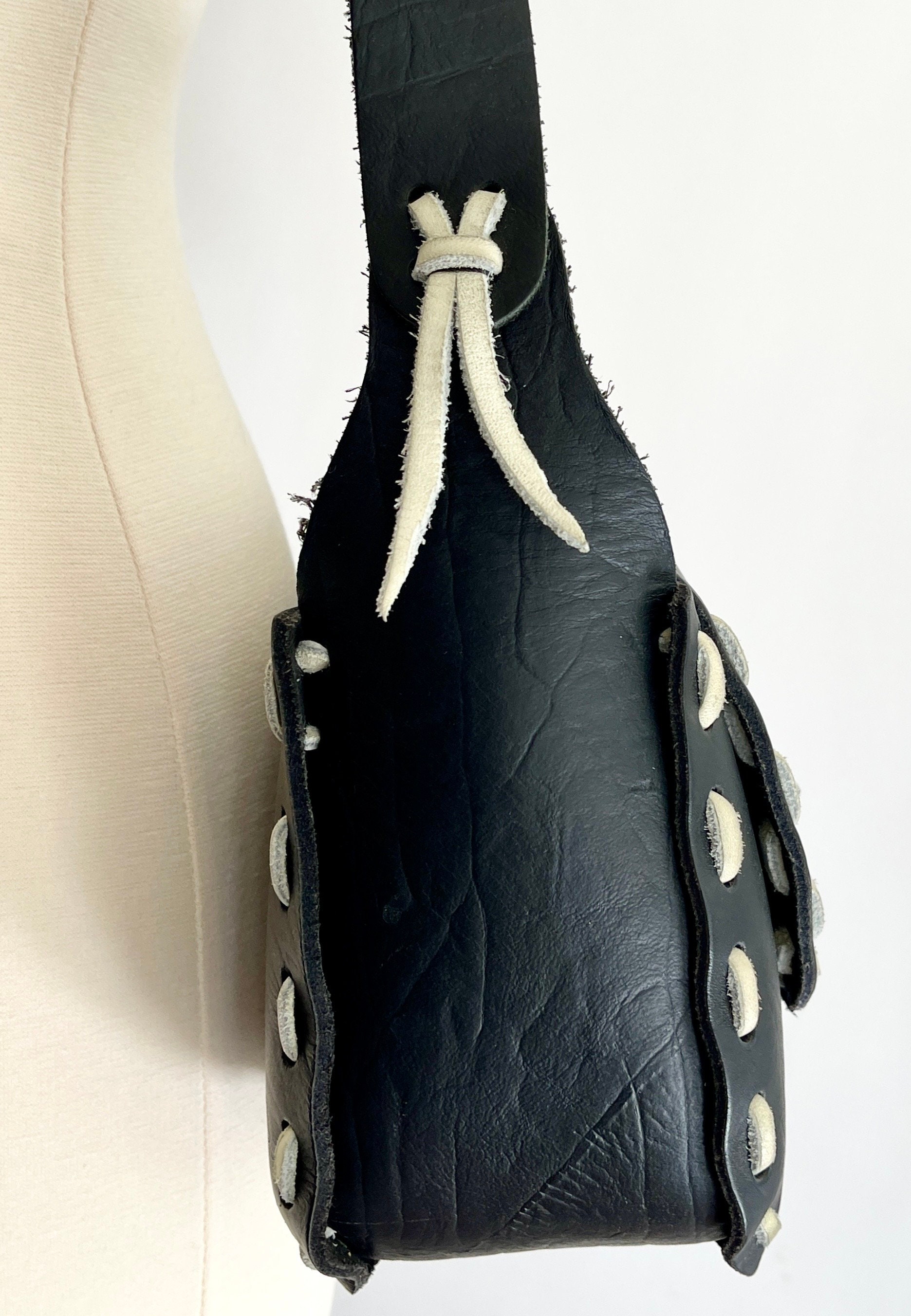 Pristine Western Black Bag Purse Handmade Vintage Soft Black Leather ...