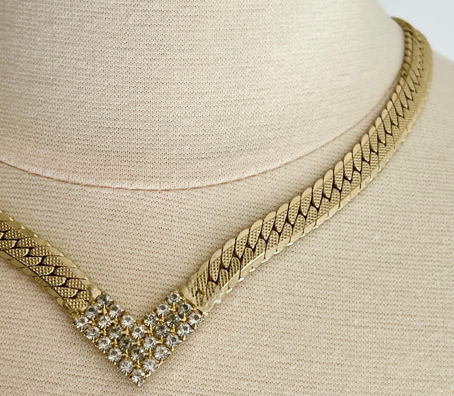 80s Gold Chain Necklace Western Glam Rodeo Queen Vintage Slinky ...