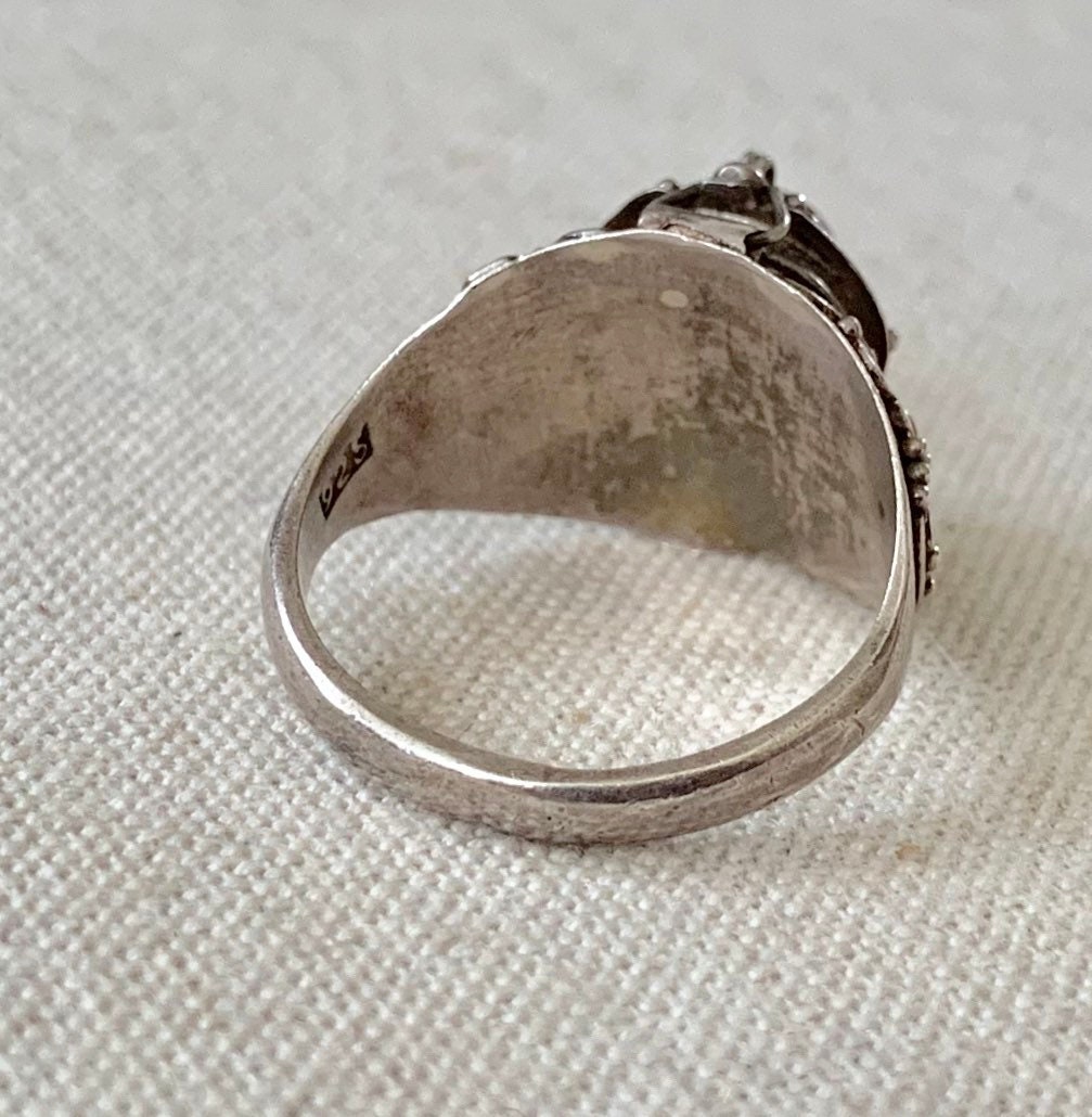 Sterling Silver Poison Ring Vintage Antique Fine Ornate Filagree Secret ...