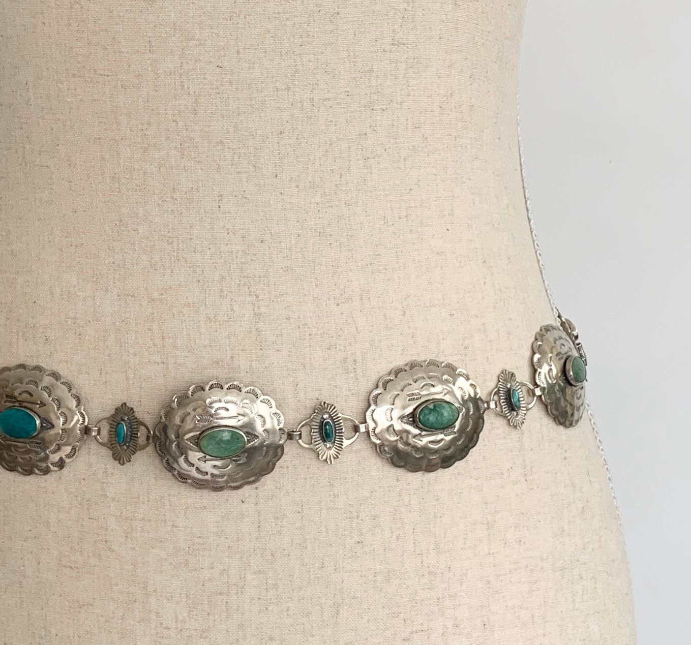 RESERVED Sterling Silver Turquoise Concho Belt Vintage Native American ...