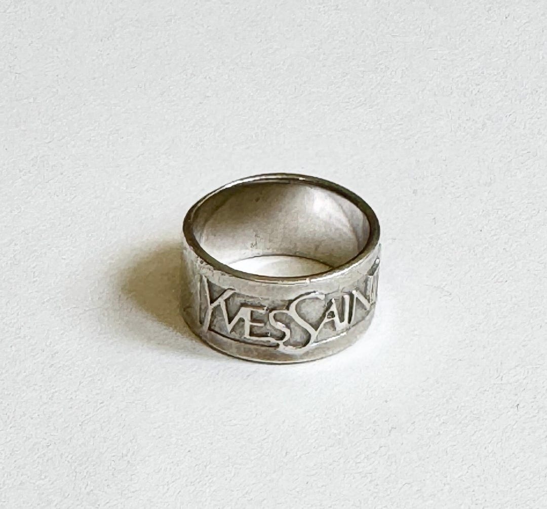 Vintage Yves Saint Laurent Ring Sterling Silver Band 90s namesake Logo ...