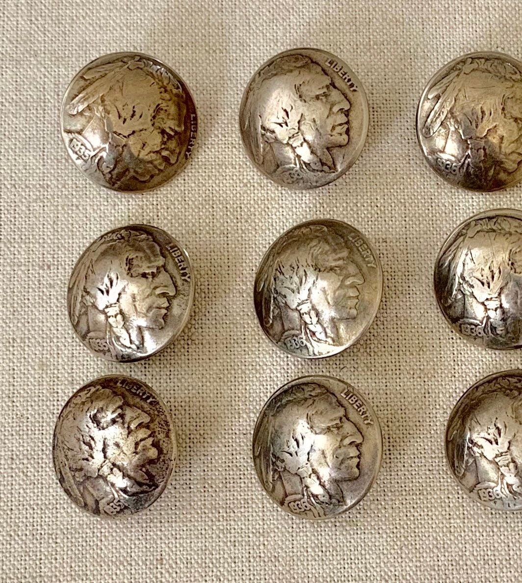 Buffalo Nickel Button Set Lot Set of 9 Vintage Native American Image ...