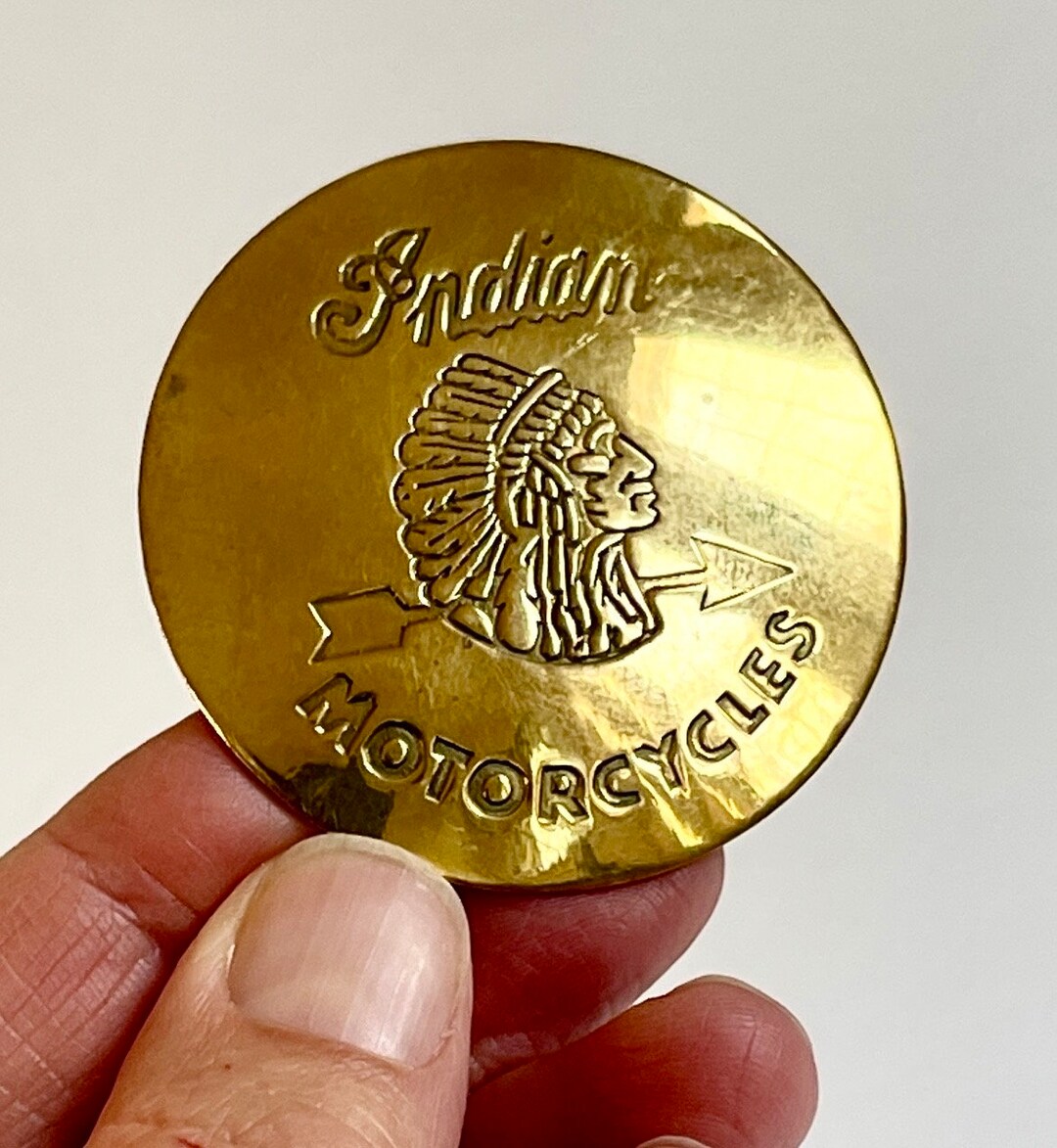 Indian Motorcycles Brass Pin Badge Vintage 70s Solid Brass Embossed ...