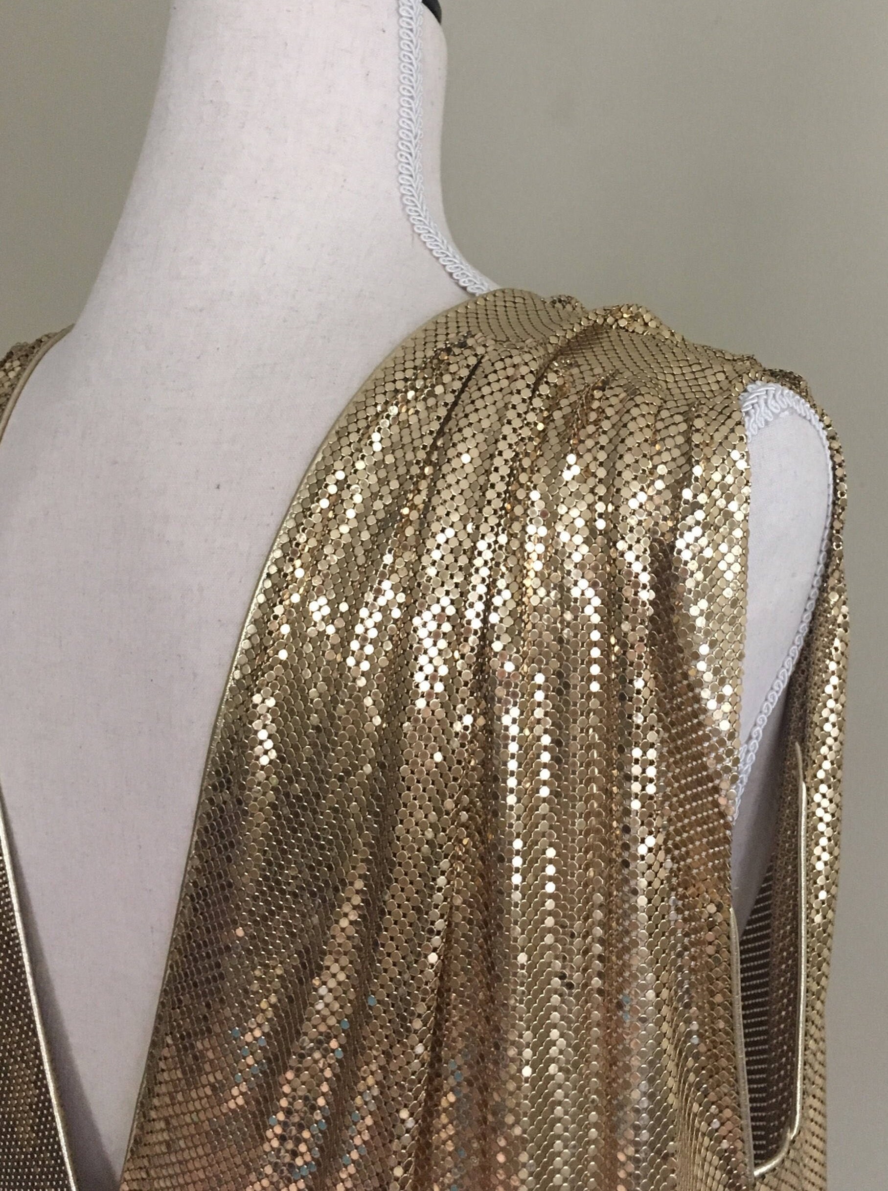 Gold Chain Mail Top Shirt Vintage 80s RARE HEAVY Mesh Disco Glam Party ...