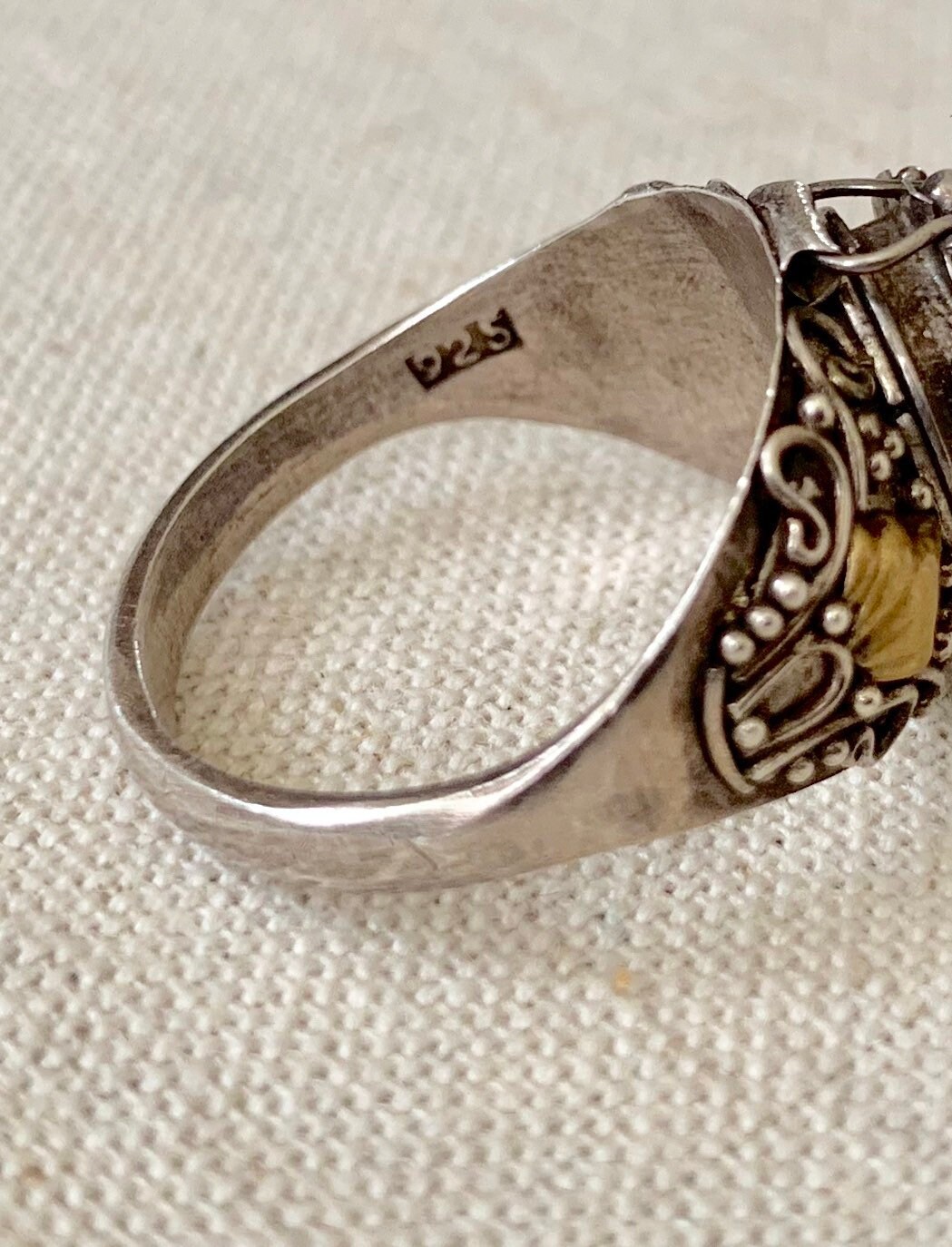Sterling Silver Poison Ring Vintage Antique Fine Ornate Filagree Secret ...