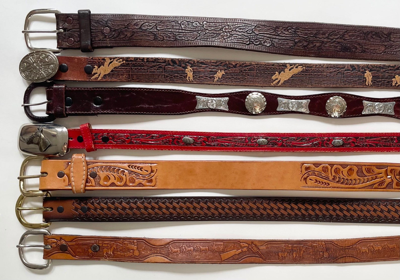 Child Tooled Leather Belt Kid Boy Girl Size 20 22 24 Western - Etsy