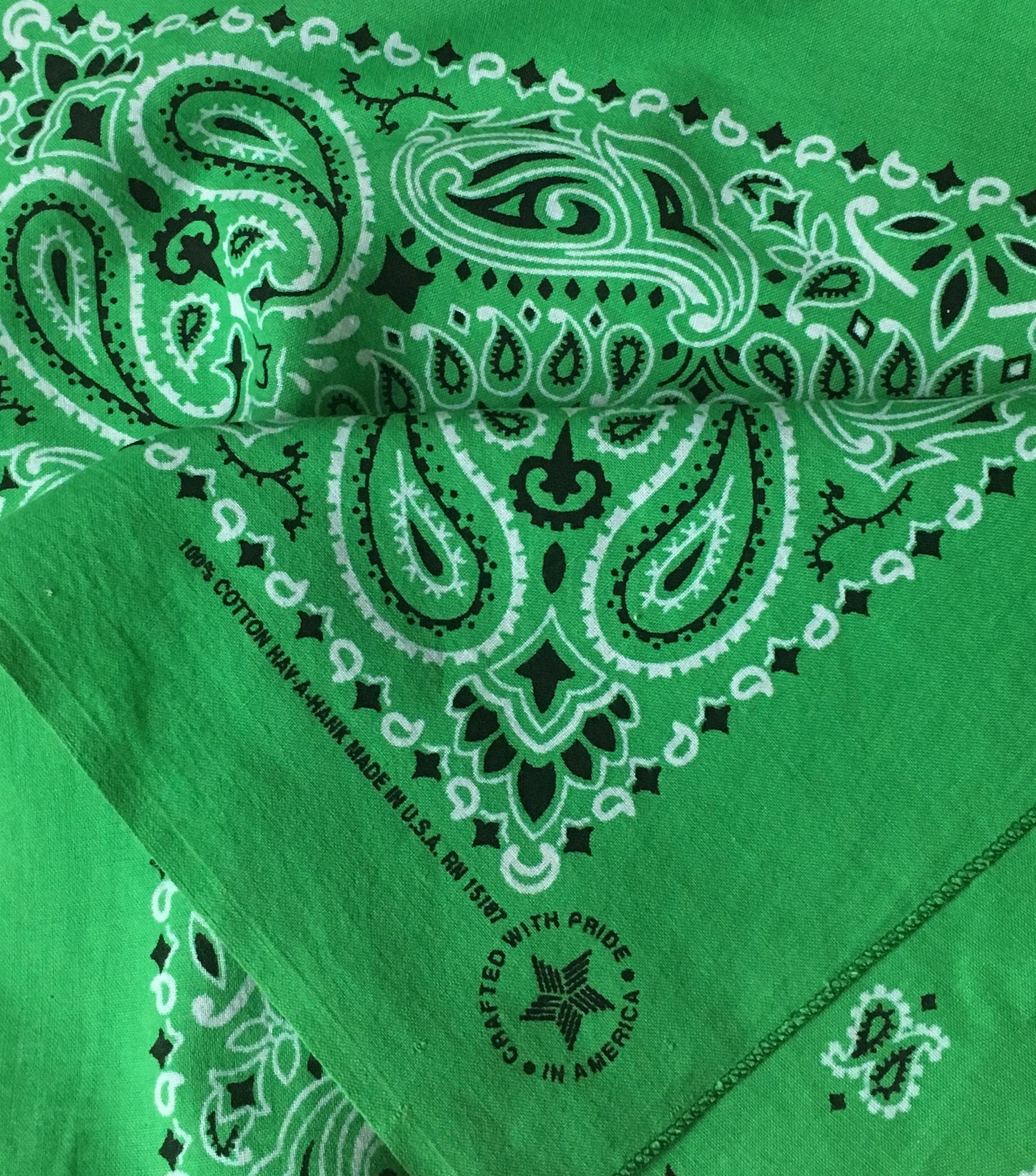 Vintage Green Bandana Hav A Hank Super Soft 100 Cotton Made In Usa 15187 Rare Color