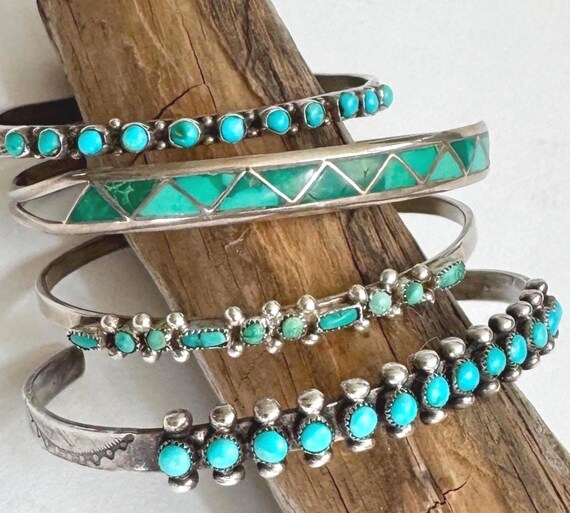Zuni Turquoise Bracelet Cuff Snake Eye Set Turquoise … - Gem