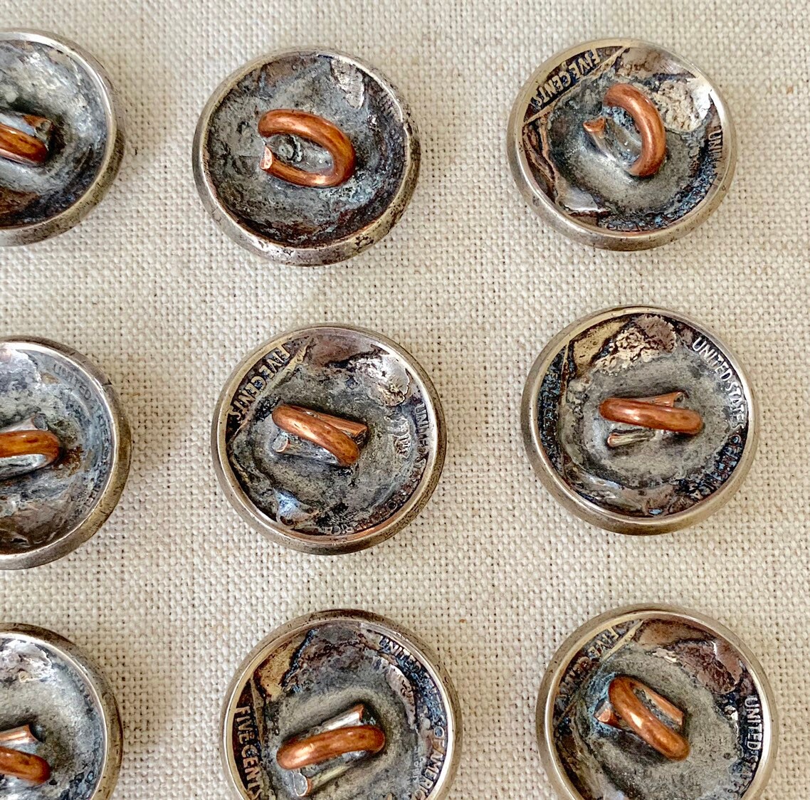 Buffalo Nickel Button Set Lot Set of 9 Vintage Native American Image ...