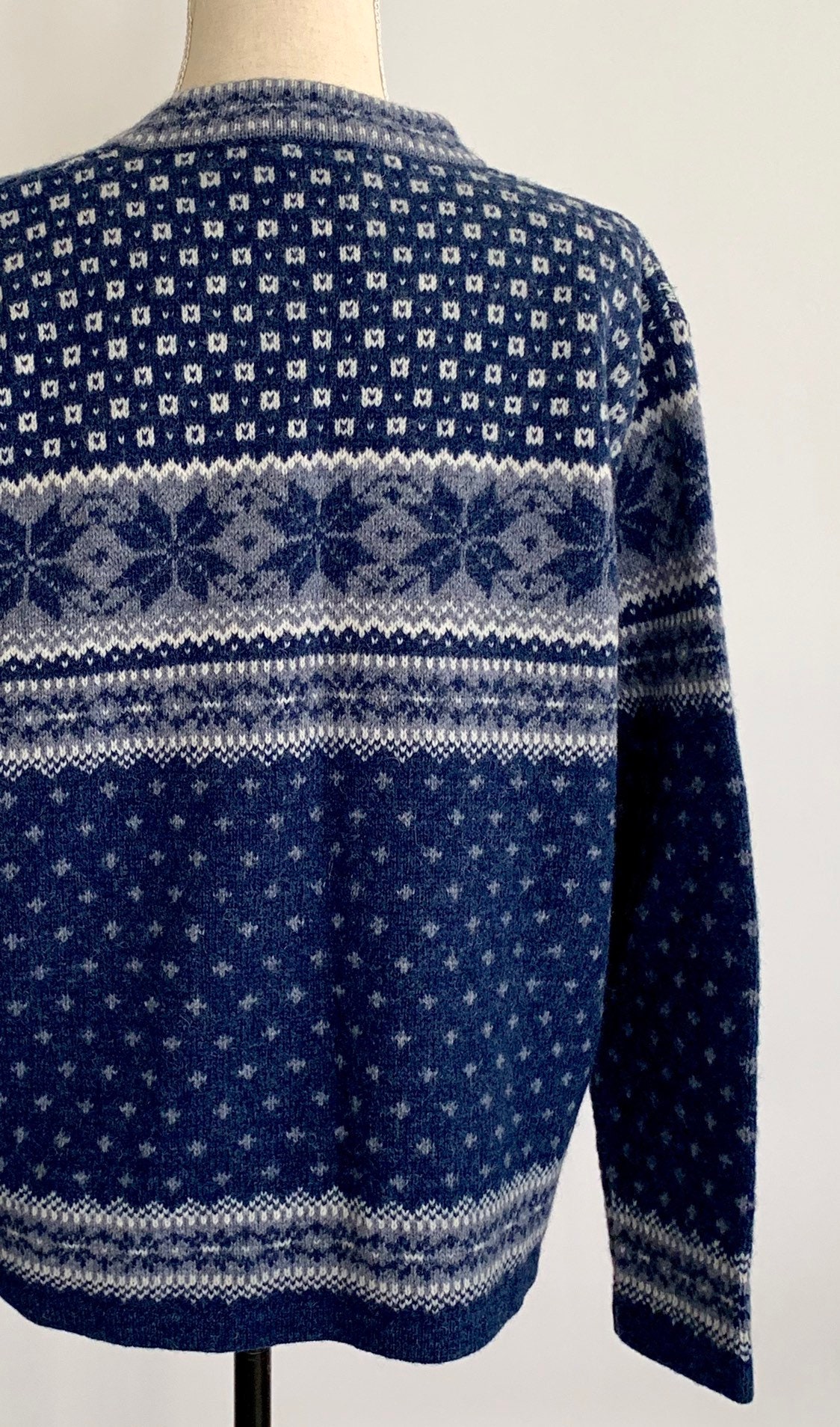 Wool Ski Sweater Nordic Style Cardigan Vintage Skyr Blue Natural White ...