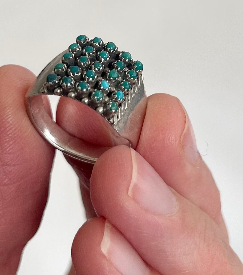 Five Row Snake Eye Turquoise Ring Pete and Vivian Haloo Native American ...