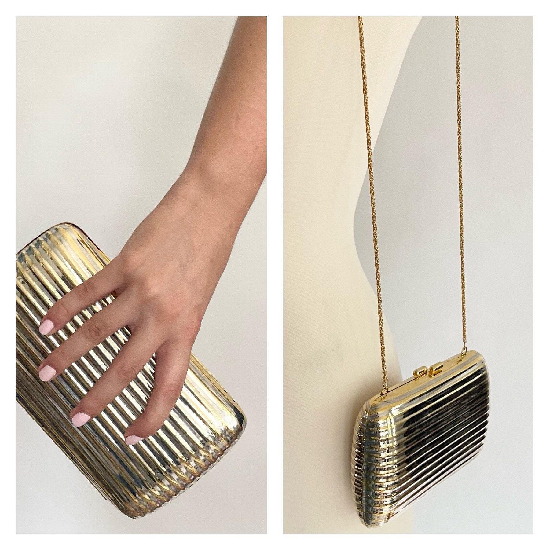 Walborg Gold Box Purse Clutch Vintage Gold Tone Metal Evening Bag ...