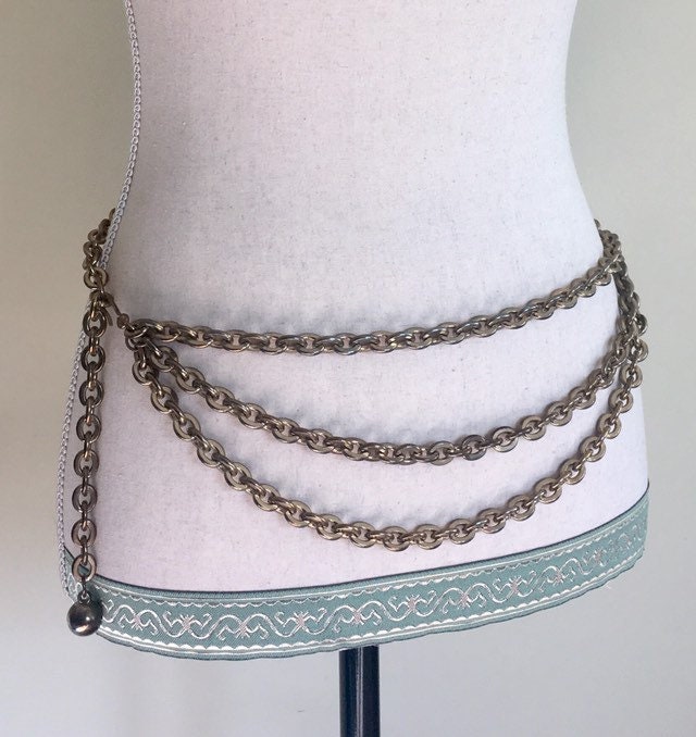 80s Gold Chain Belt Vintage Belts Adjustable Length Chain Link Rock and ...