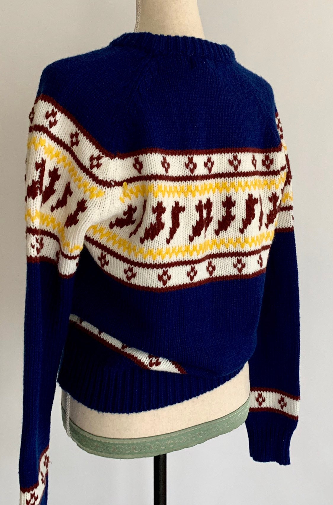 70s Fair Isle Sweater Vintage Lazarus Department Store Knitwear Navy ...