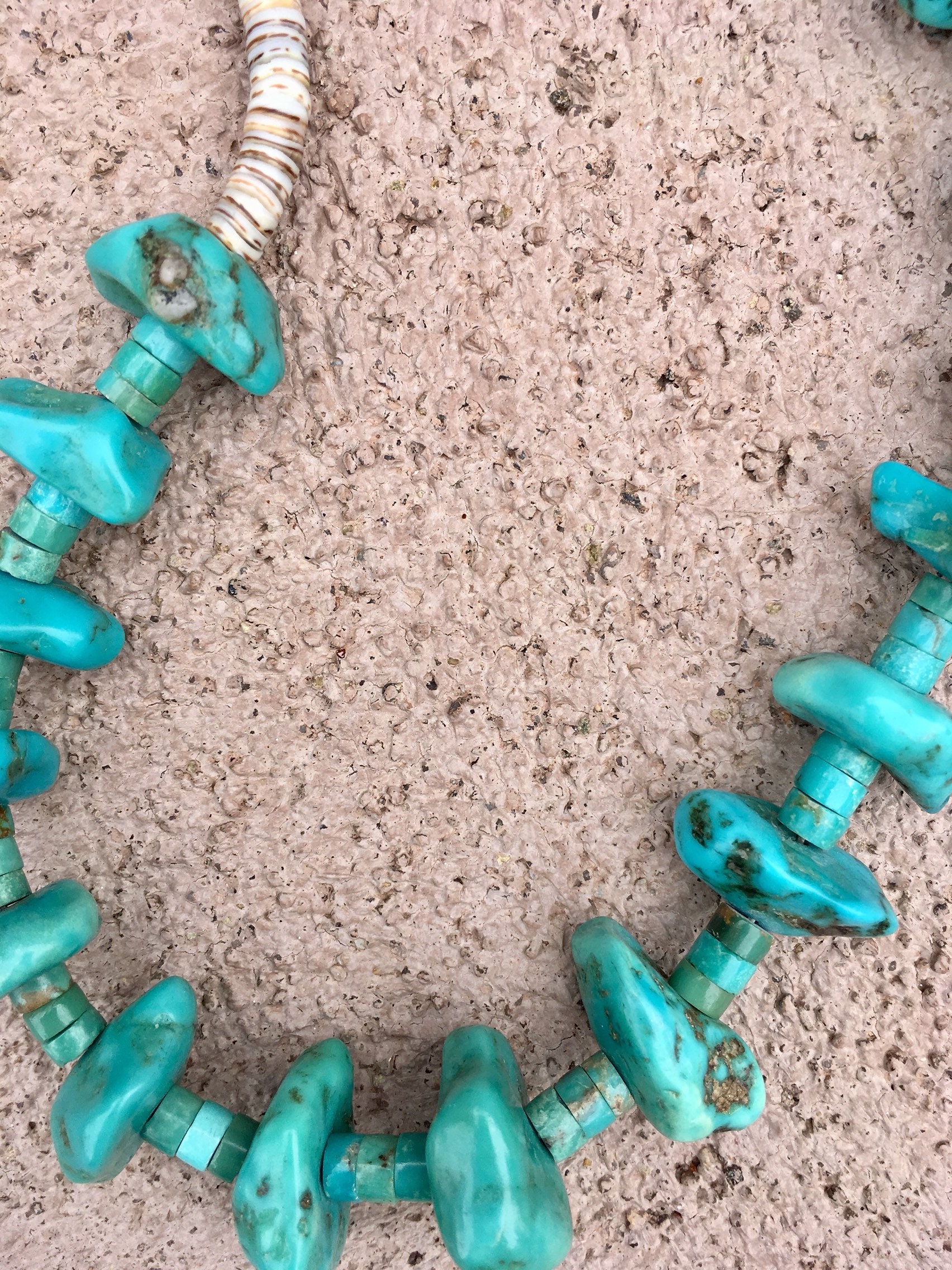 RESERVED FOR NICOLA Turquoise Nugget Heishi Necklace Vintage Southwest ...