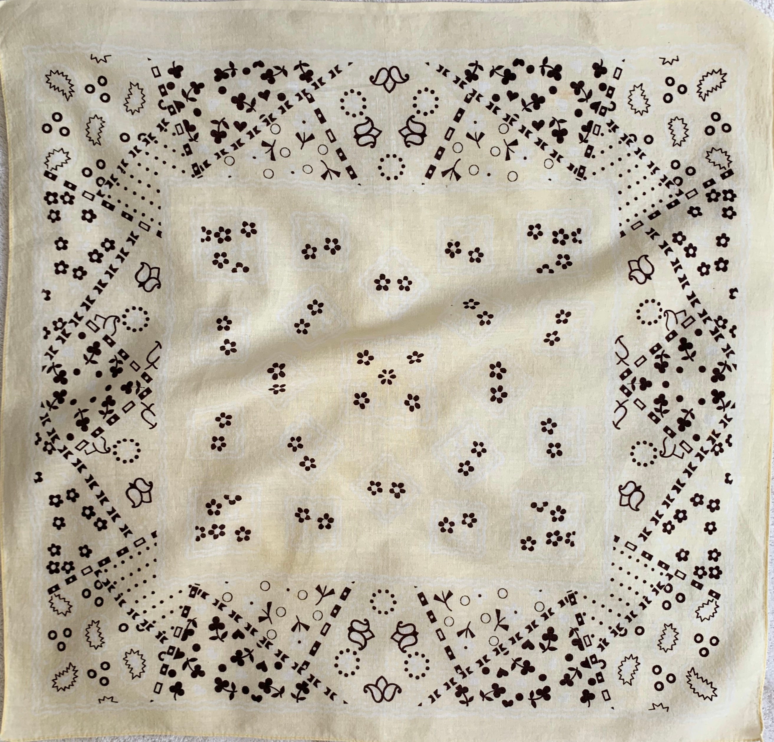 Super Faded Yellow Bandana Vintage 70s Fast Color Sun Drenched Lemon ...