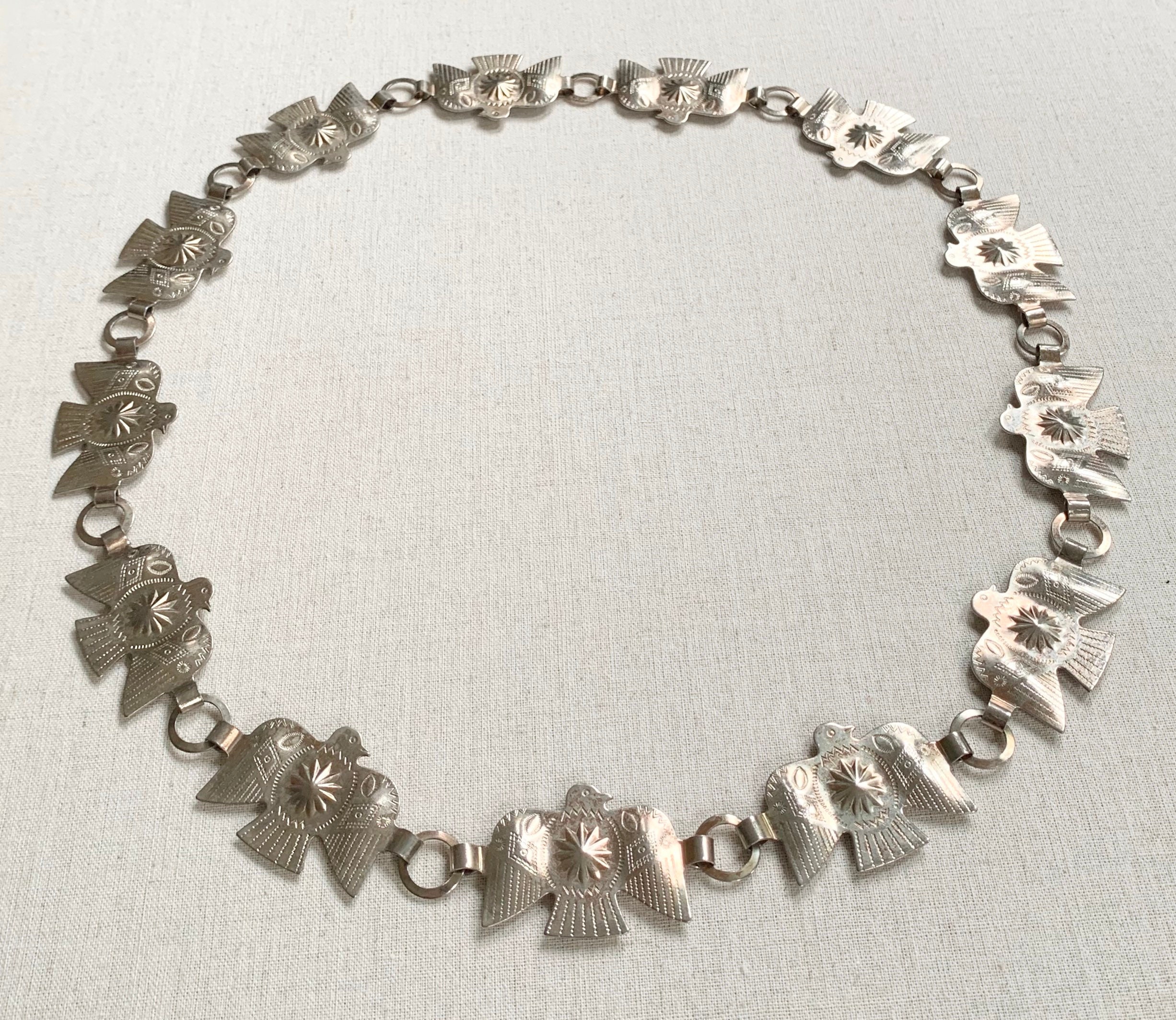 Vintage Thunderbird Concho Belt Chain Link Vintage Silver Tone Conchas ...